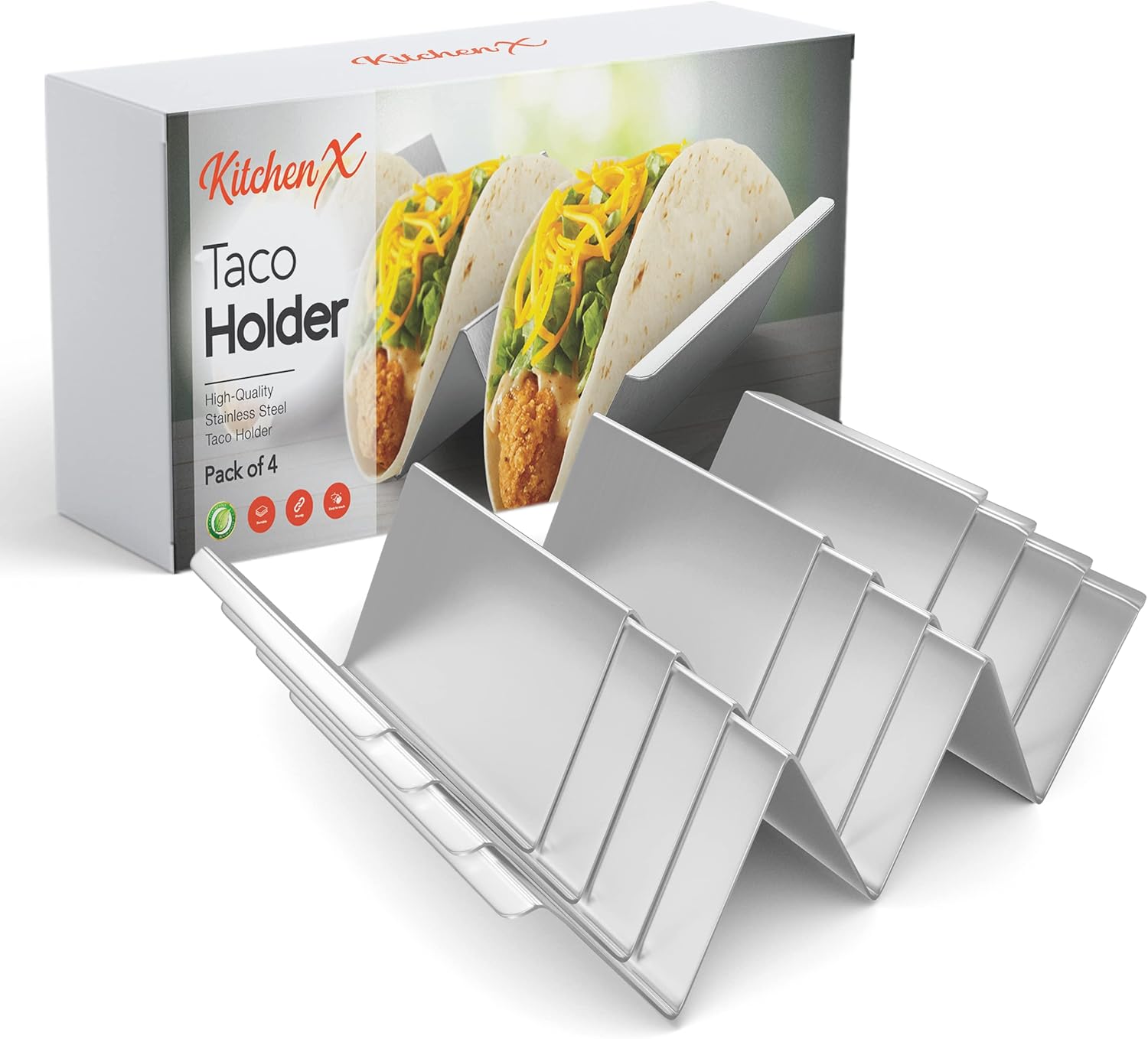 Amazon.com: KITCHENX Metal Taco Holders Set of 4 - Heavy-Duty Taco ...