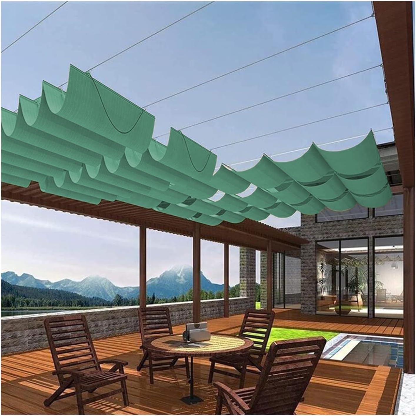 Amazon.com : LXBAMKEA Retractable Wave Shade Sail, Outdoor Anti-UV Sun ...