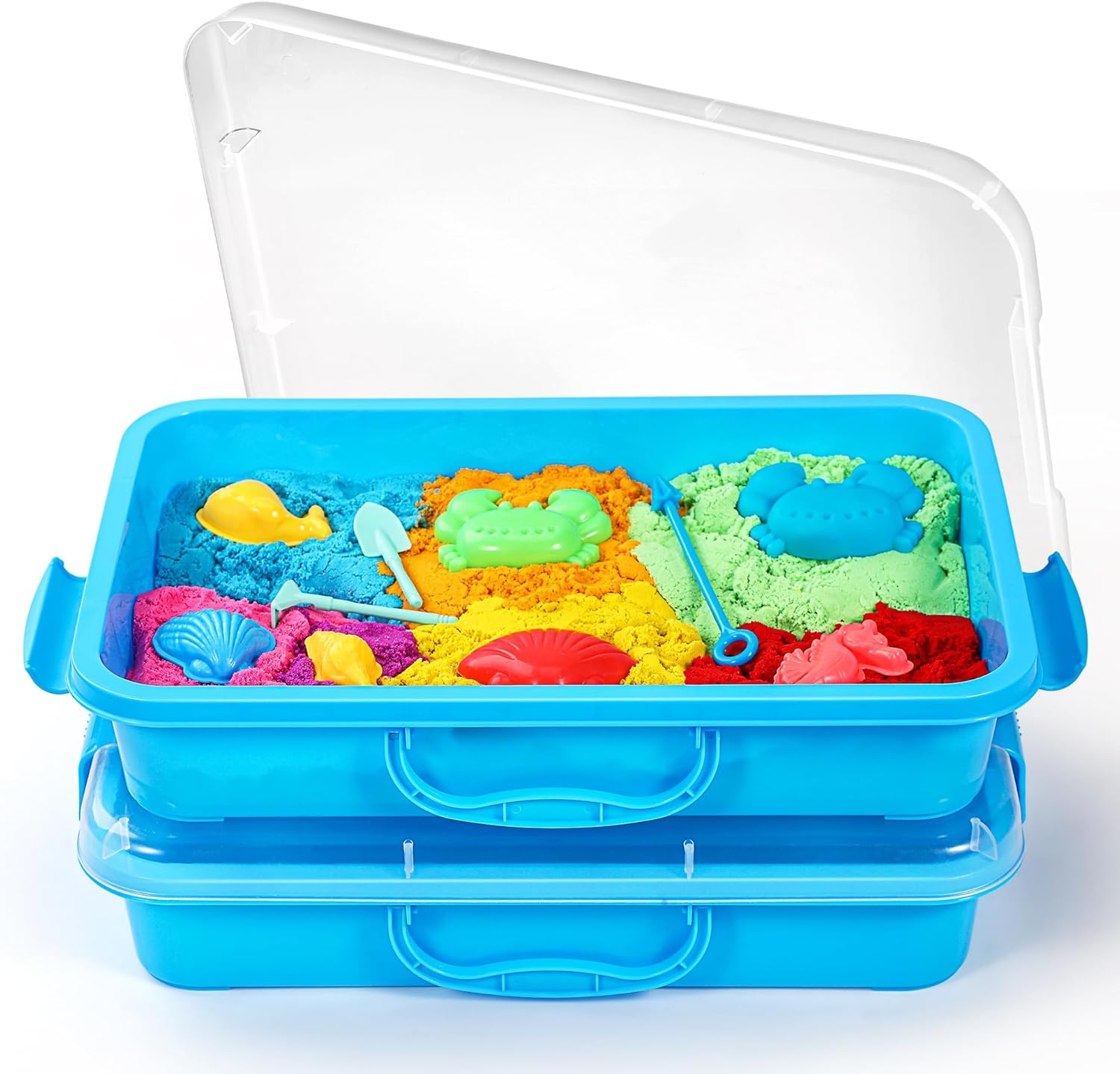 Amazon.com: 2 Pcs Sand Tray Sensory Bin with Lid and Handle, Portable ...