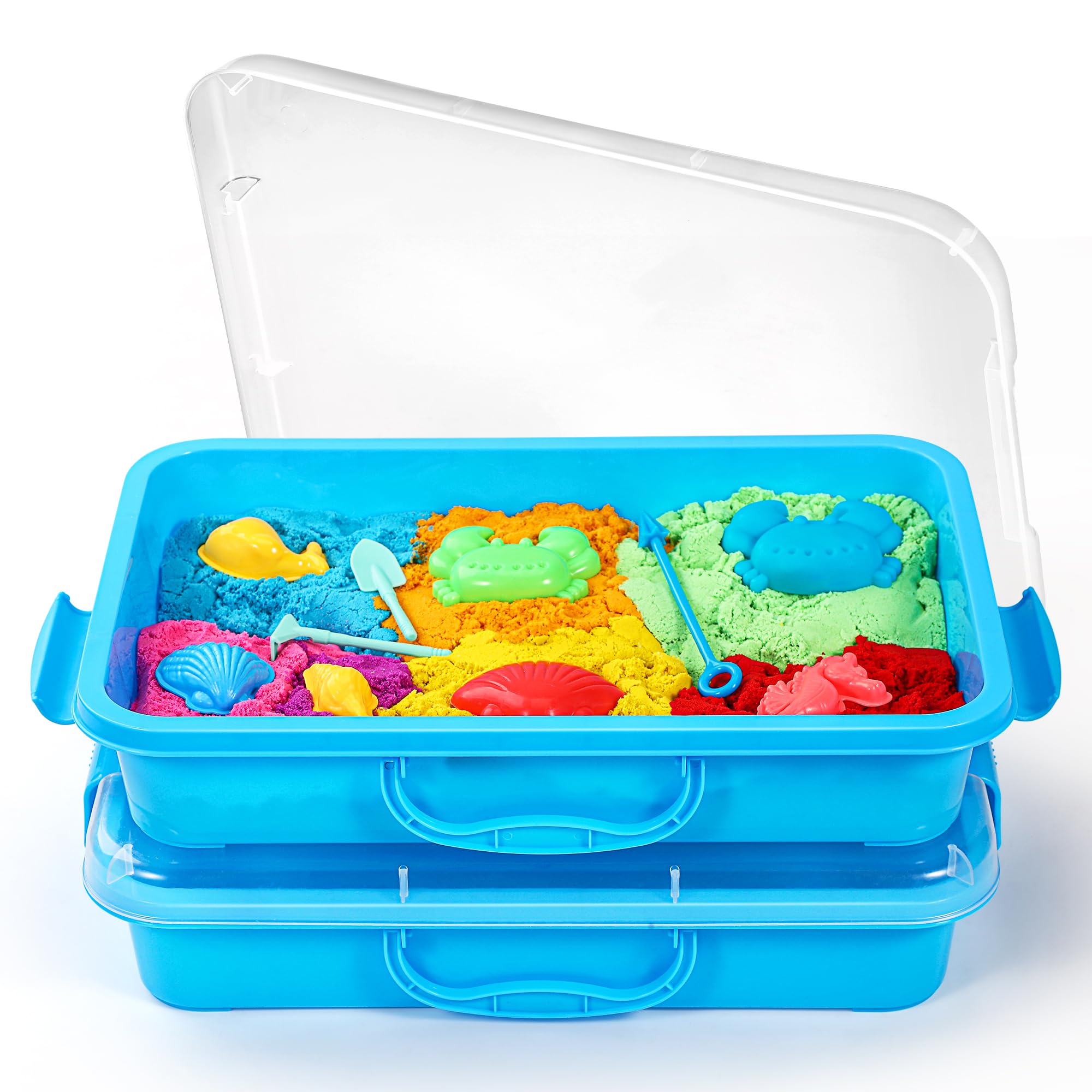 Amazon.com: 2 Pcs Sand Tray Sensory Bin with Lid and Handle, Portable ...