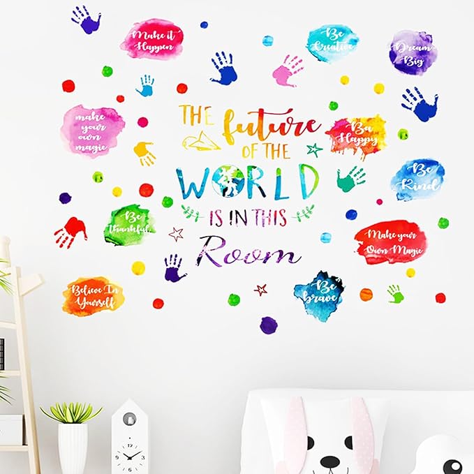 Inspirational Quotes Wall Stickers, Colorful Vinyl Paint Splatter ...