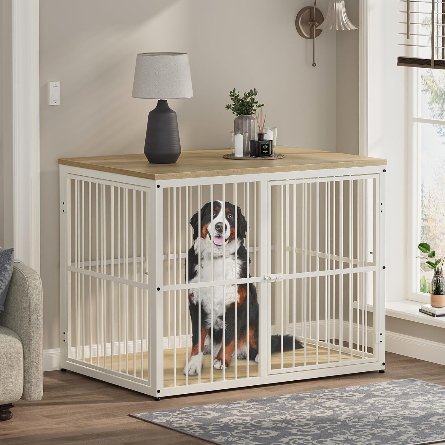 Amazon.com : Lyromix 43'' Dog Crate Furniture with 3 Doors, XL Wooden ...