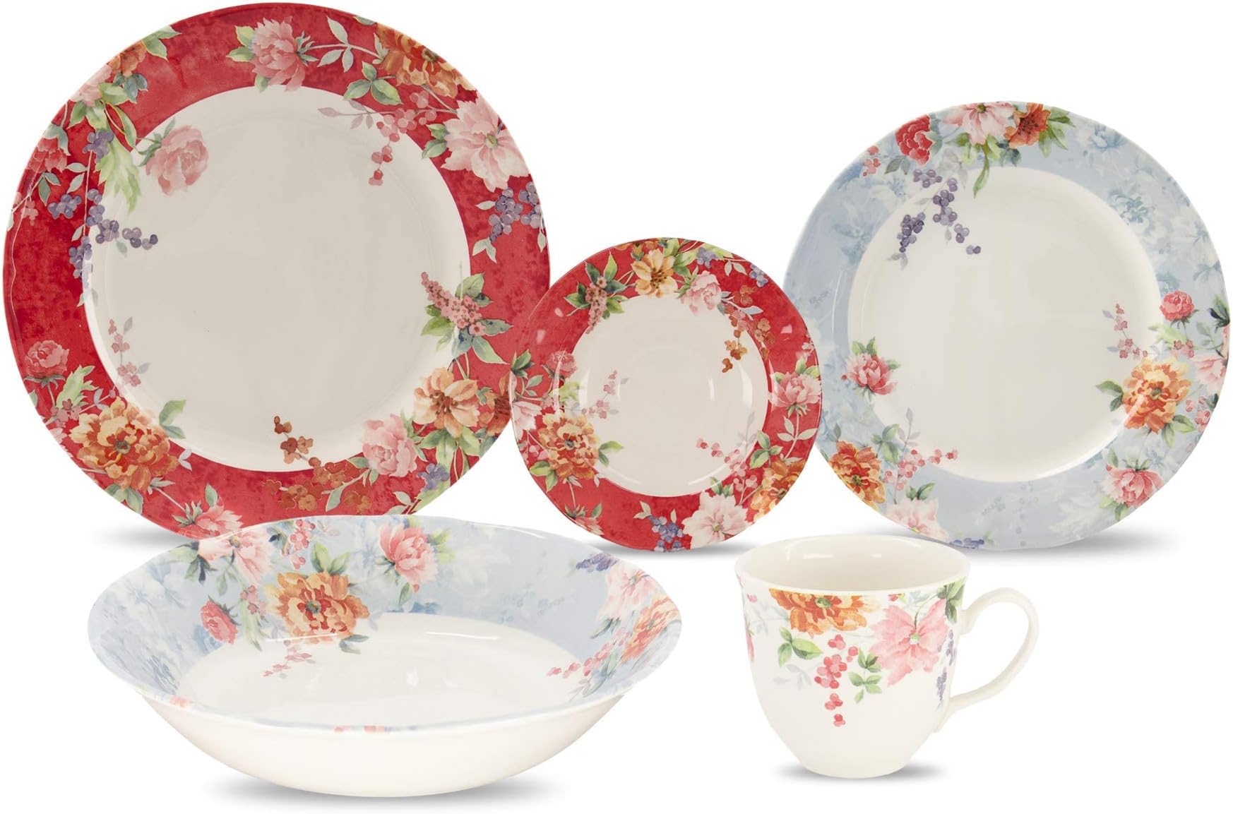 Amazon.com | TUDOR ROYAL 24-Piece Round Porcelain Dinnerware Set ...
