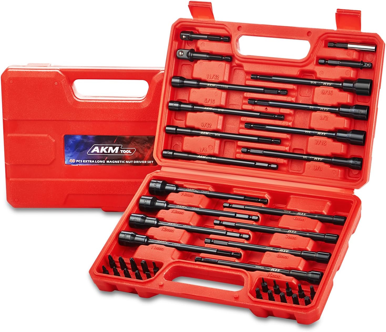 AKM TOOL 40PCS Magnetic Nut Driver Set, 6 Inch Long Nut Driver Set, Nut ...