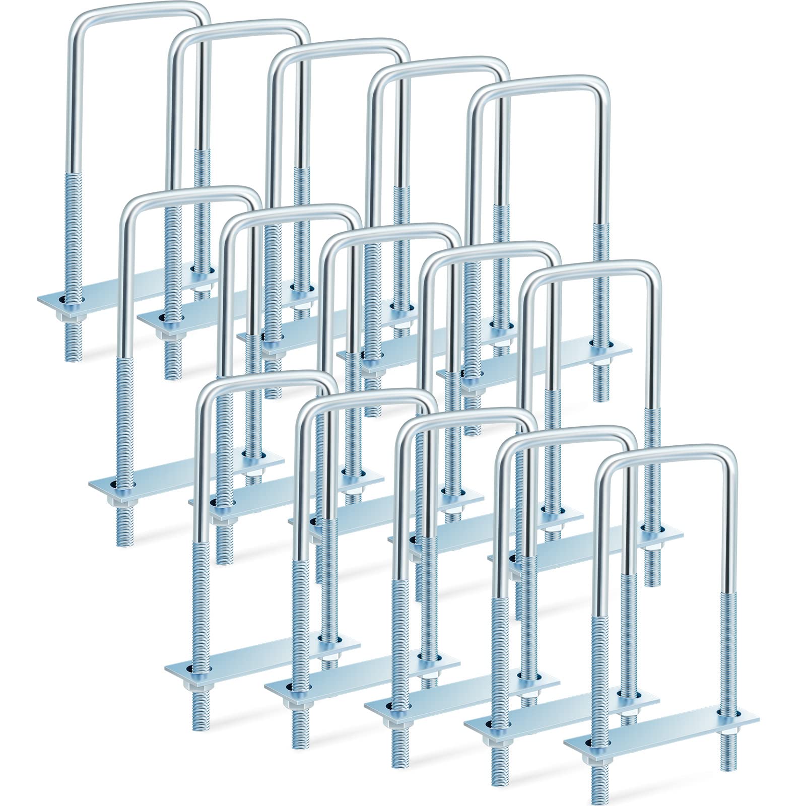 Snapklik.com : Dunzy 15 Pcs Square U Bolts Zinc Plated, Heavy Duty ...
