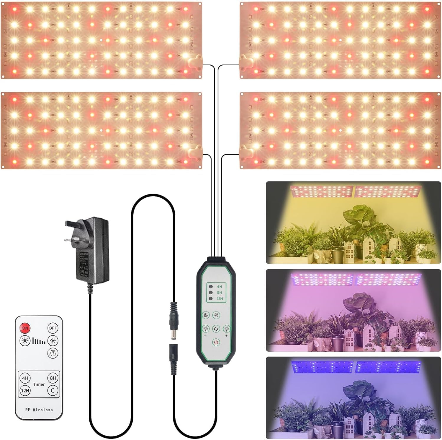 SINJIAlight Grow Light Panels Sunlike Full Spectrum(3 Modes),10-Level ...