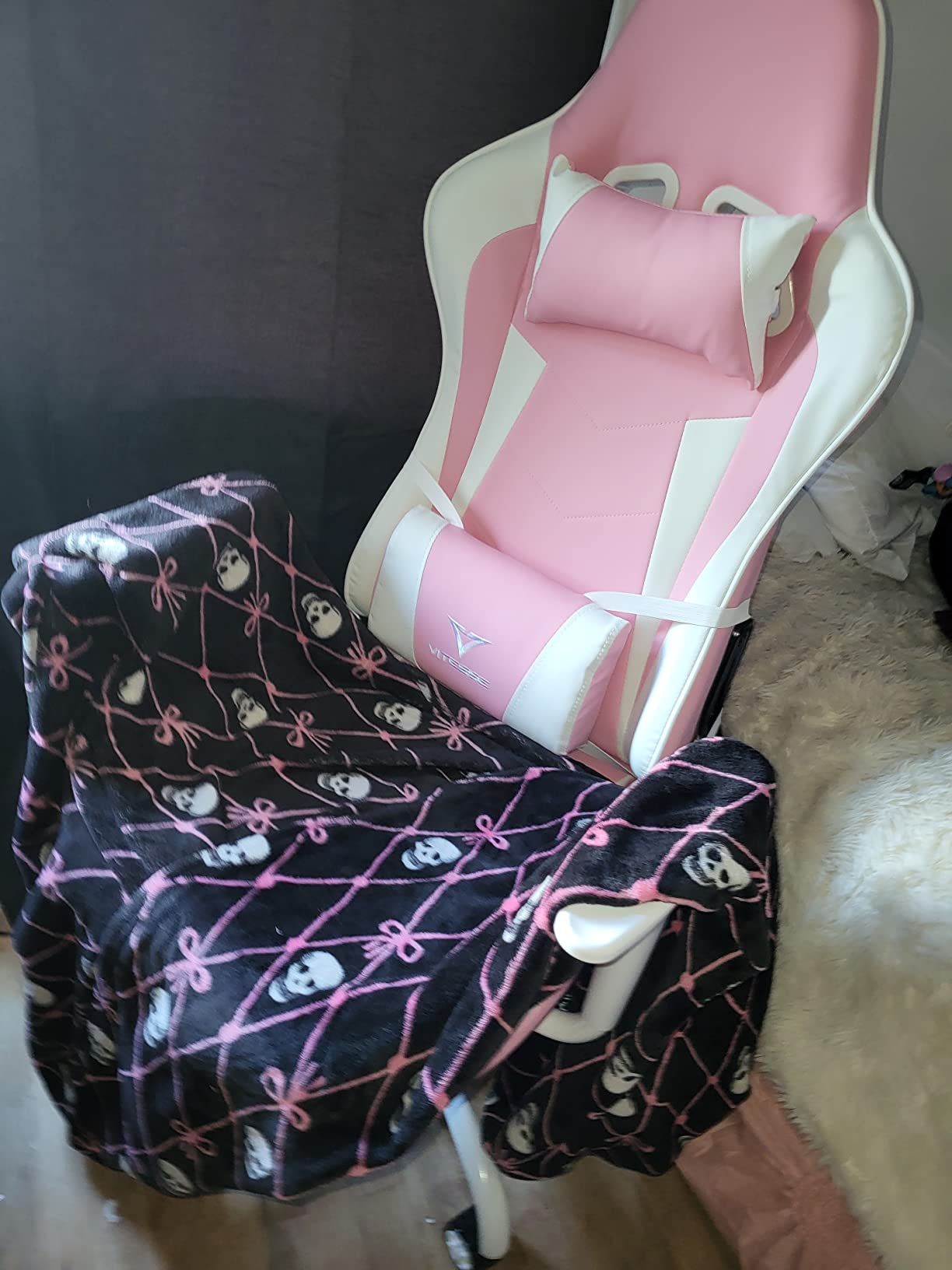 $23/mo - Finance PUKAMI Pink Cute Kawaii Gaming Chair for Girl ...
