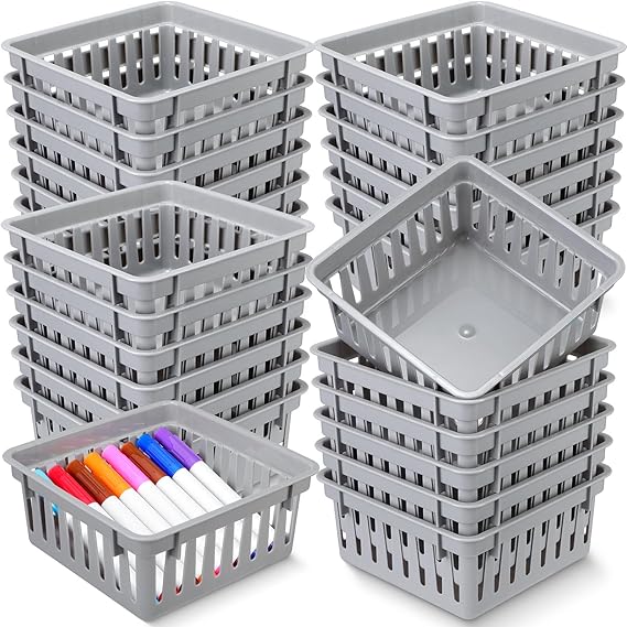 Amazon.com : Tatuo 24 Pcs Classroom Small Plastic Baskets Bulk Storage ...