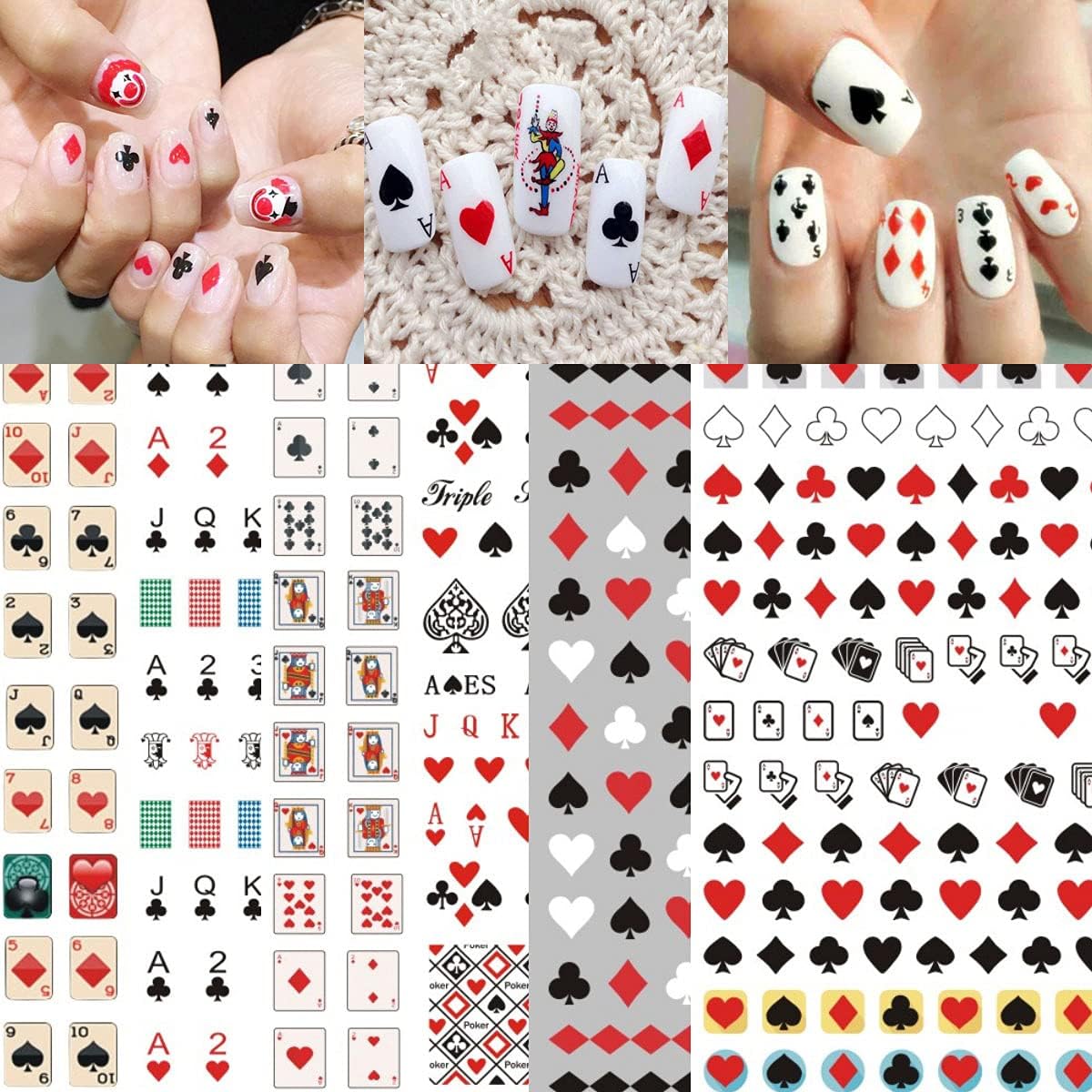 Amazon.com: Poker Nail Art Stickers Decals 3D Card Nail Art Supplies ...