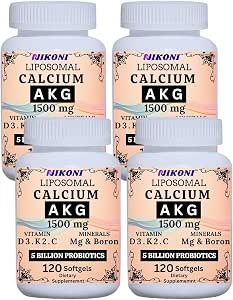 Amazon.com: Liposomal Calcium AKG 1500mg, VIT. C, D3, K2, Ca+, Mg+ ...