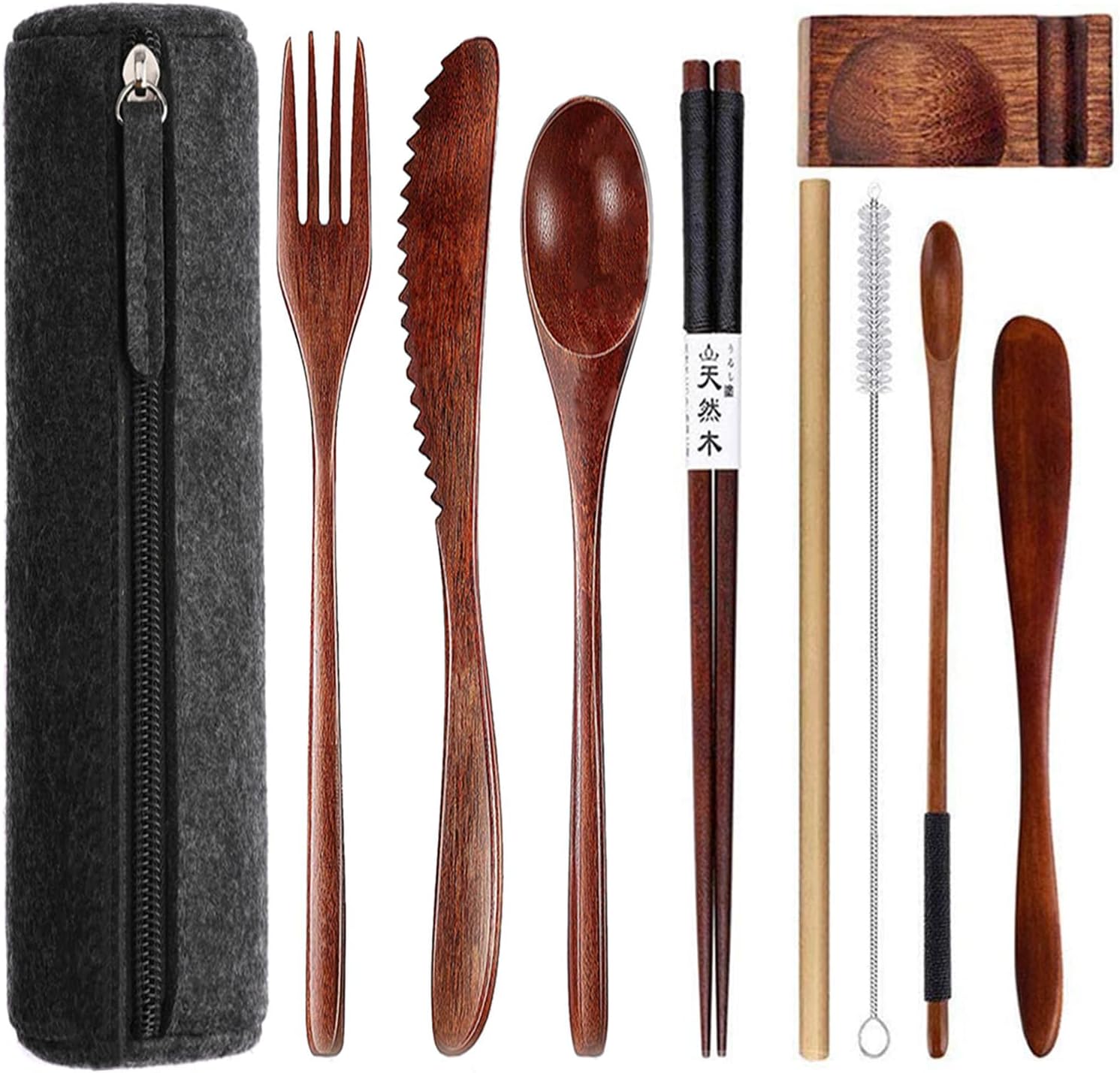 Amazon.com | Busnos Wooden Utensils for Eating wooden cutlery set with ...