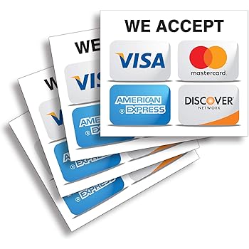 Amazon.com : We Accept Credit Cards AmEx Visa MasterCard Discover ...