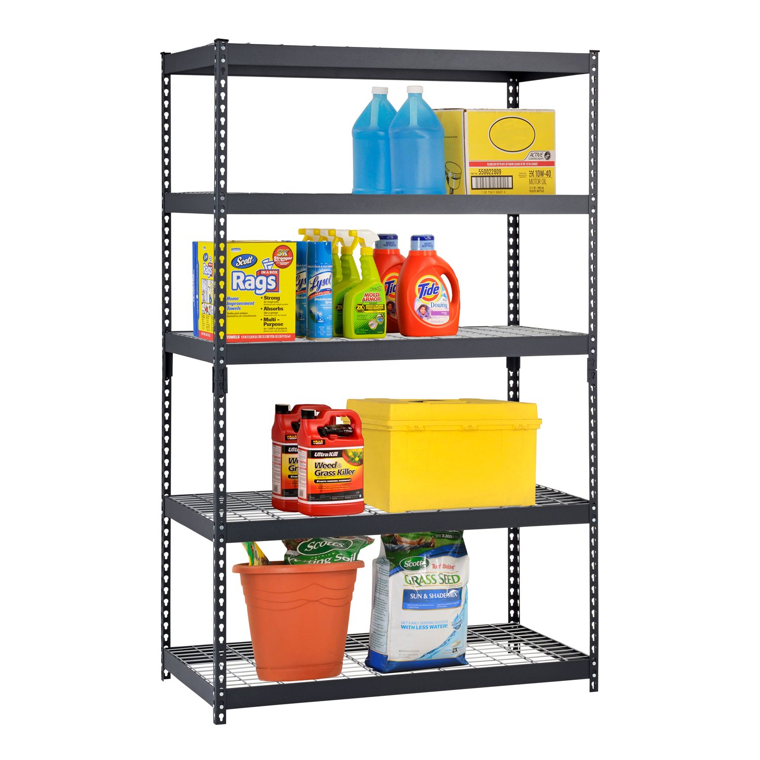 Edsal MROP4824W5B Steel Storage Rack, 5 Adjustable Shelves, 5000 lb ...