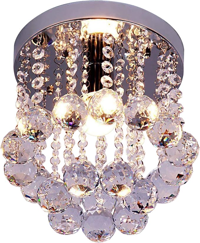 ZEEFO Crystal Chandeliers Light, Mini Style Modern Décor Flush Mount ...
