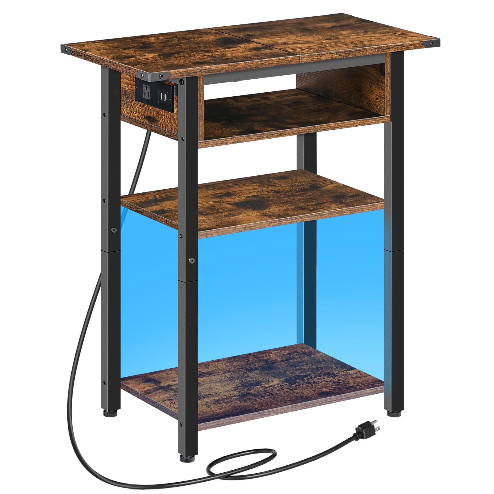 Amazon.com: HOOBRO End Table with Charging Station, Narrow Side Table ...