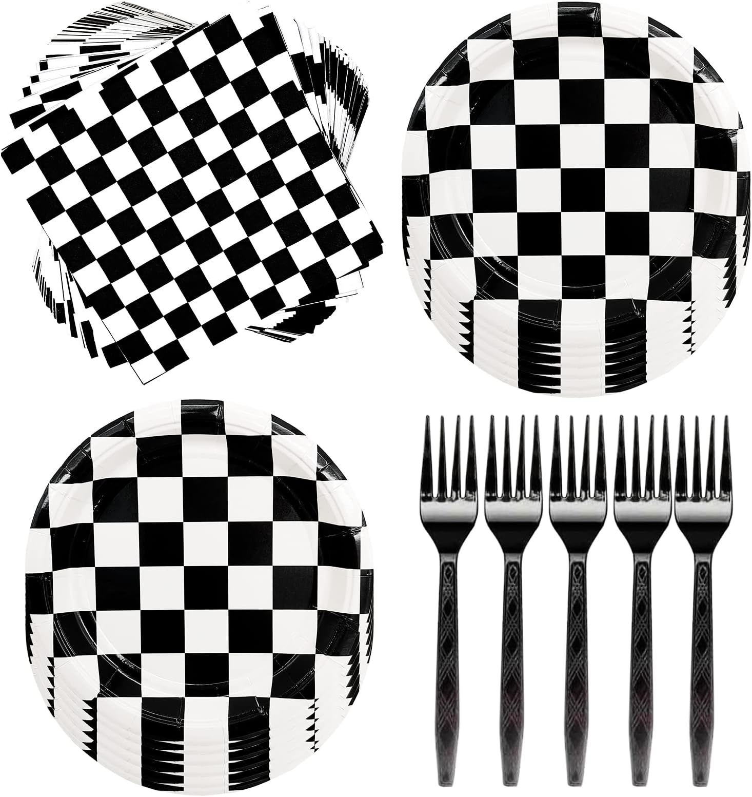 Amazon.com: 60Pcs Race Car Black and White Checkered Party Supplies ...