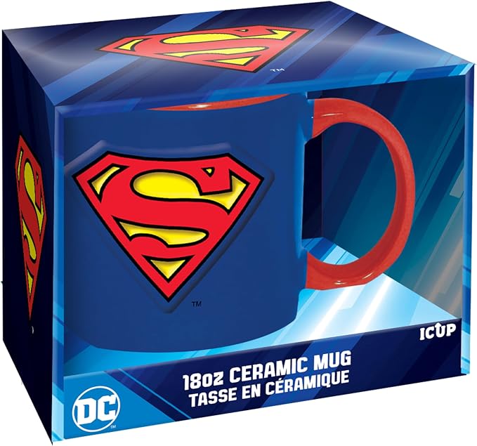Amazon.com | ICUP DC Comics Superman Logo 18oz Embossed Ceramic Mug ...