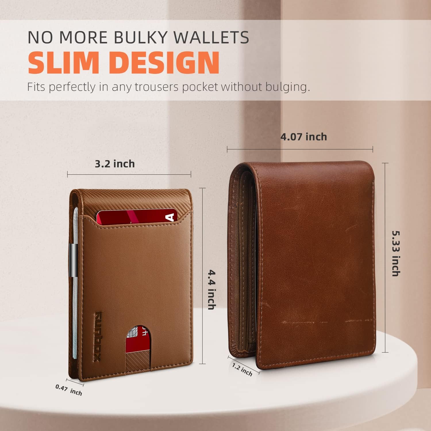 Snapklik.com : RUNBOX Slim Wallets For Men - Leather Money Clip Mens ...