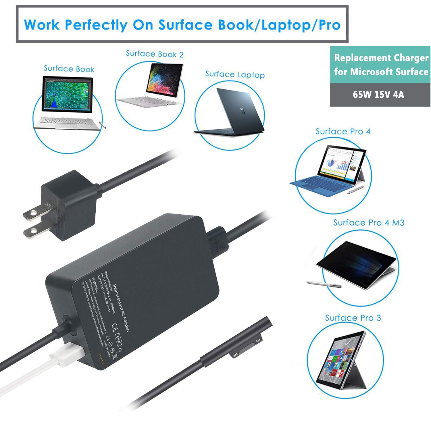Buy 65W Replacement Charger Adapter for Surface Pro Charger Surface ...