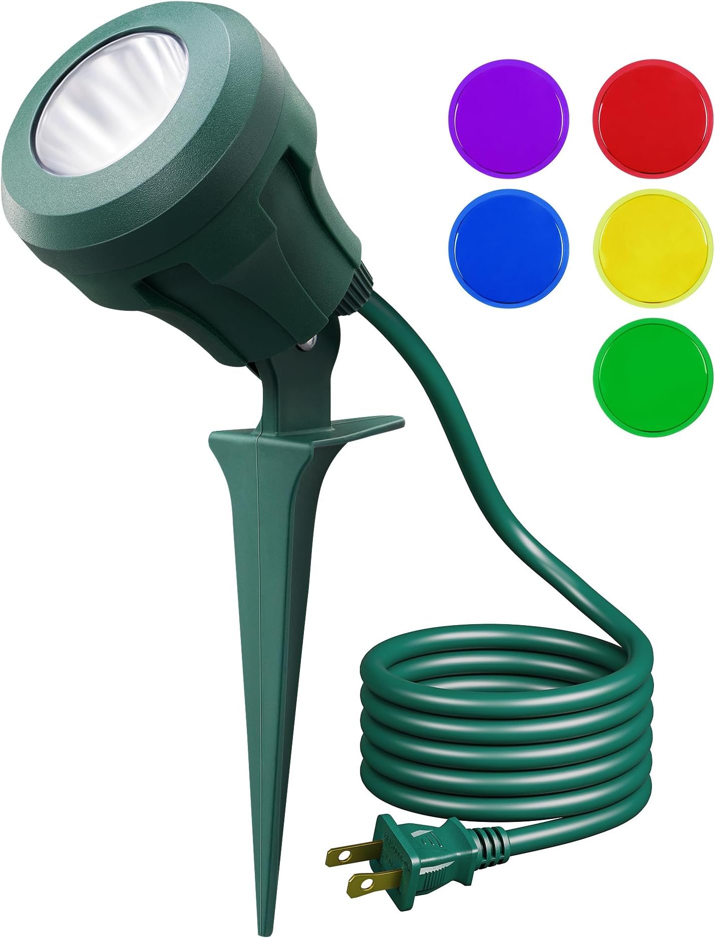 EDISHINE 120V Christmas Spotlights Outdoor, Plug in Outdoor Flood Stake ...