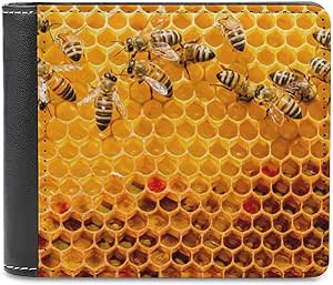Amazon.com : Honey Bees Hive Men's Leather Bifold Wallet Slim ...