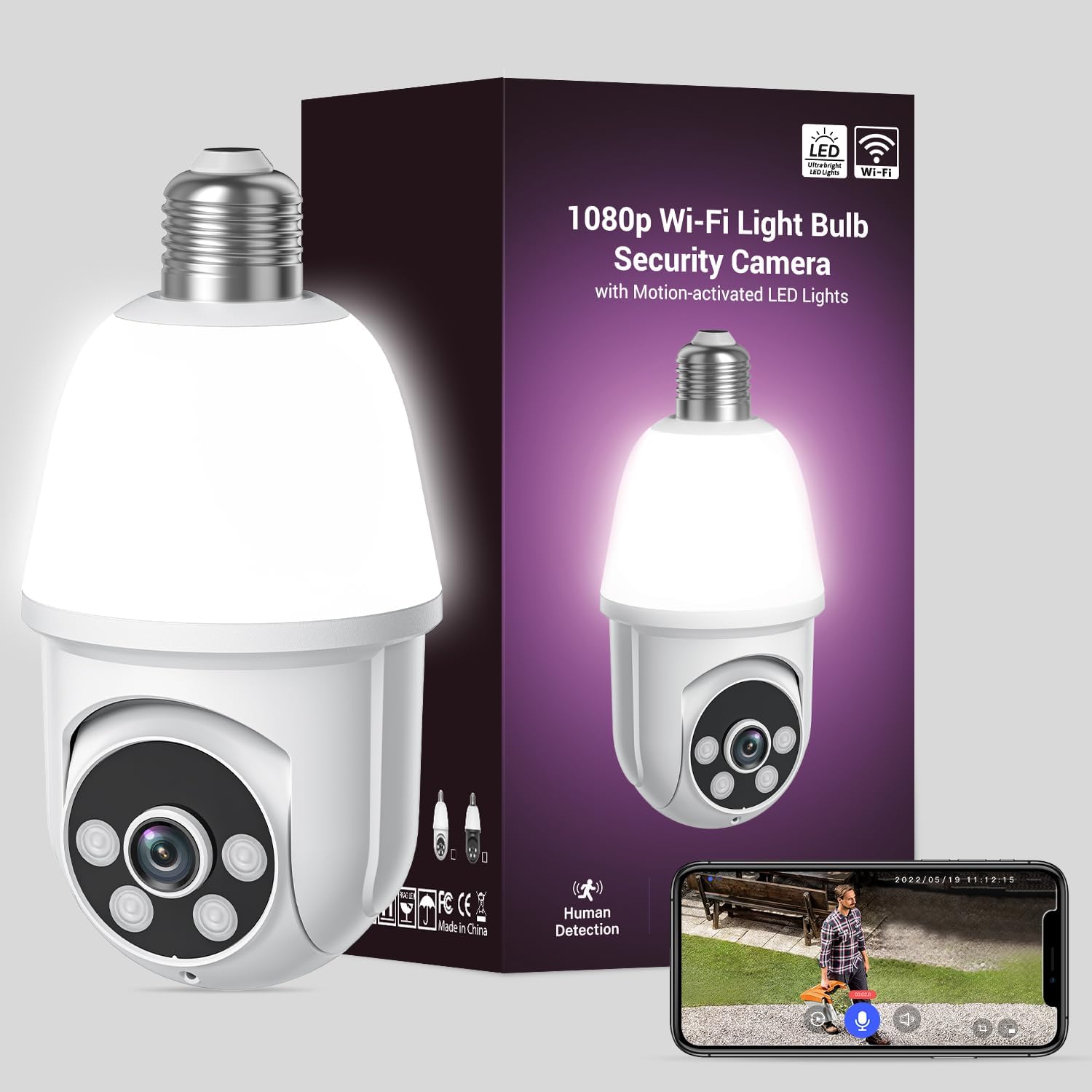 Light Bulb Camera Outdoor Smart Light Bulb Security Camera – 2-in-1 ...
