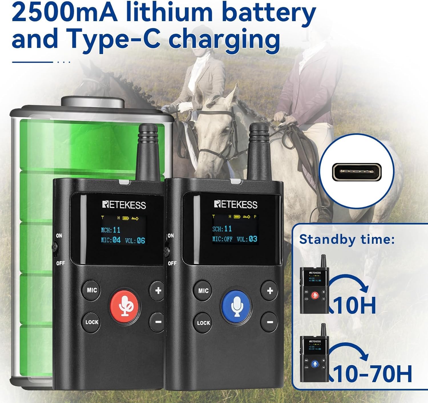 Snapklik.com : Retekess TT126 Two Way Communication Headsets, 2 Way ...