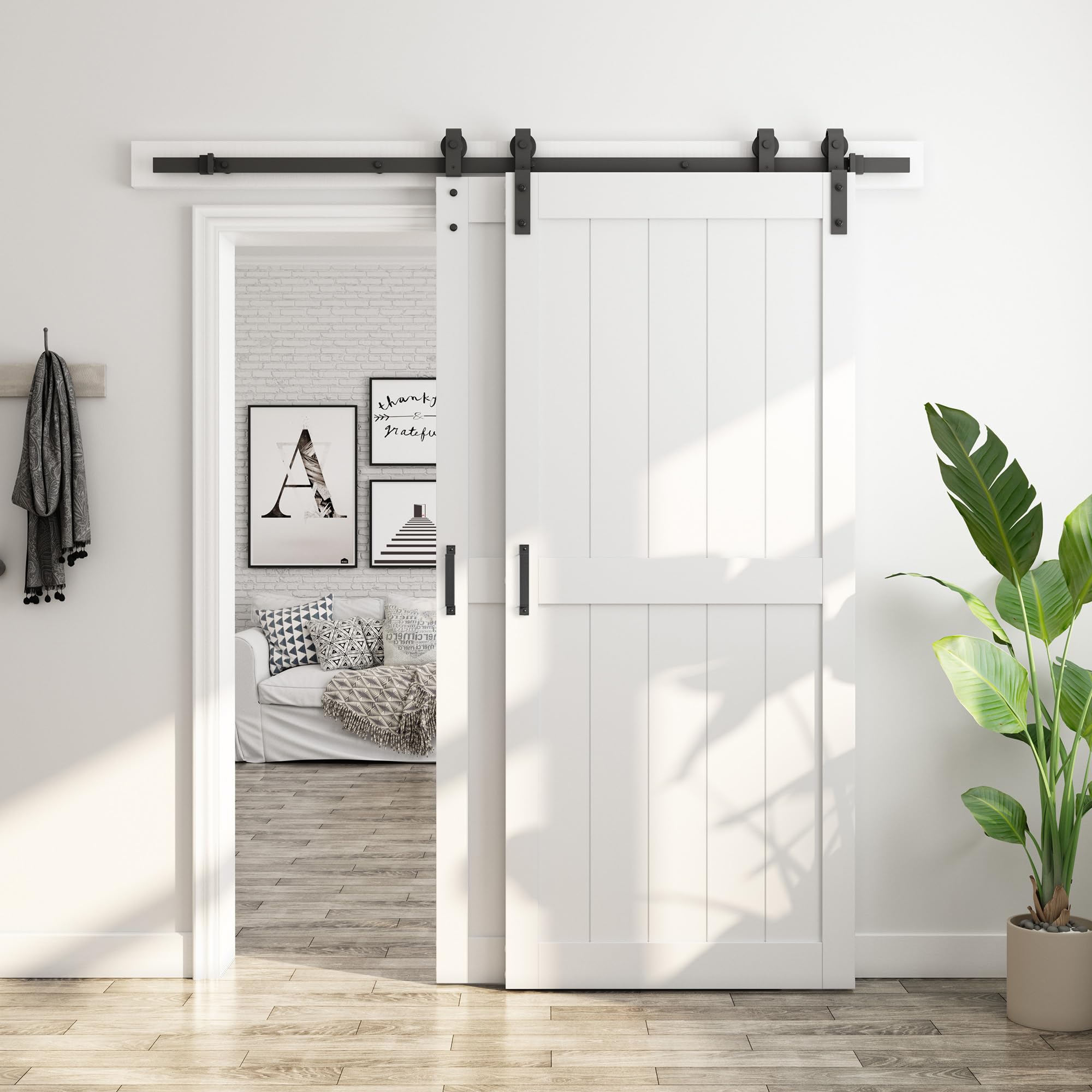 Amazon.com: SmartStandard 40in x 84in Double MDF Sliding Barn Doors ...