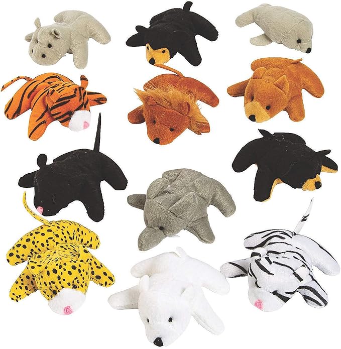 Amazon.com: Fun Express 25pc Mini Zoo Plush Animal Set - Toys - Plush ...