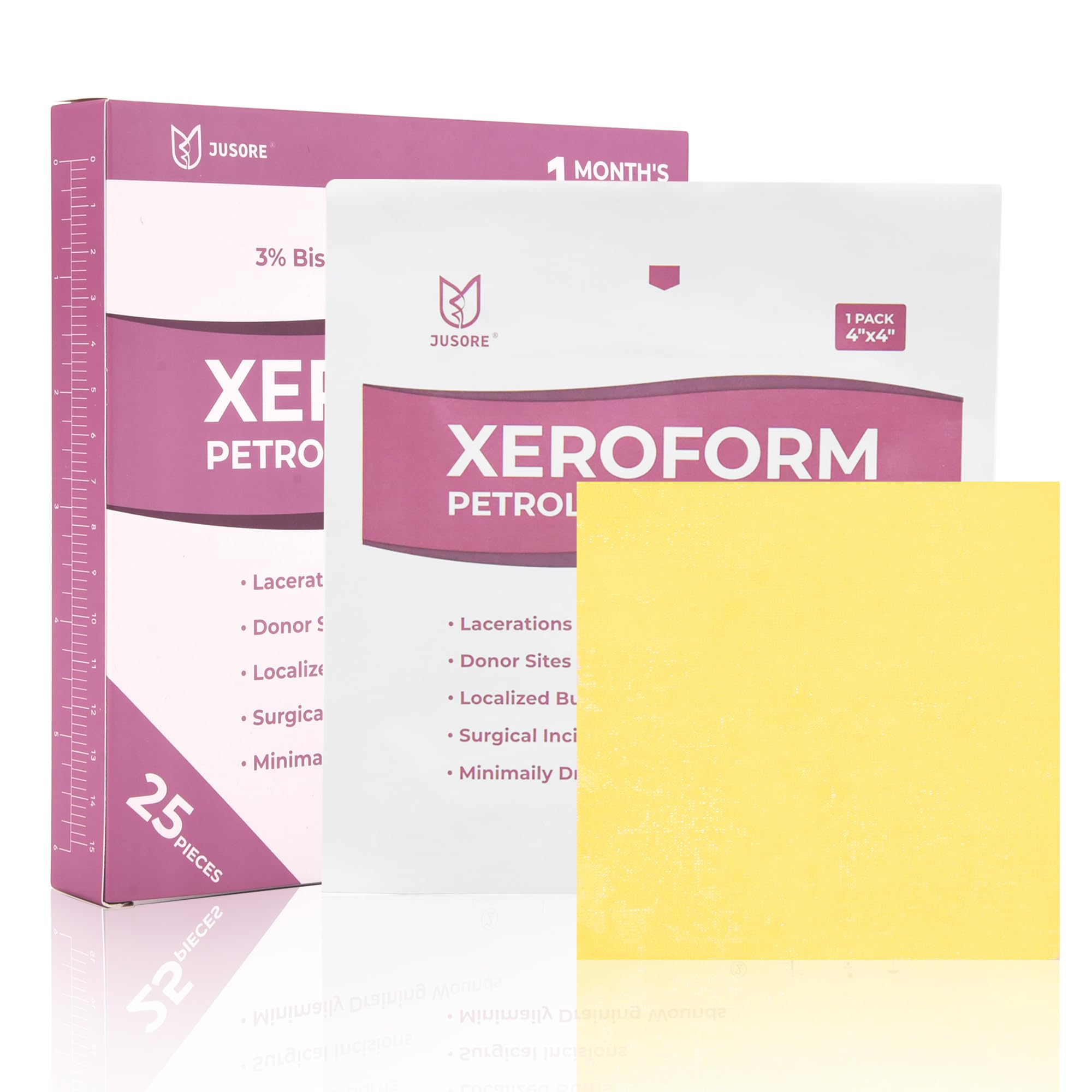 Amazon.com: JUSORE Xeroform Petrolatum Dressing 4"x4" - 25 PCS Non ...