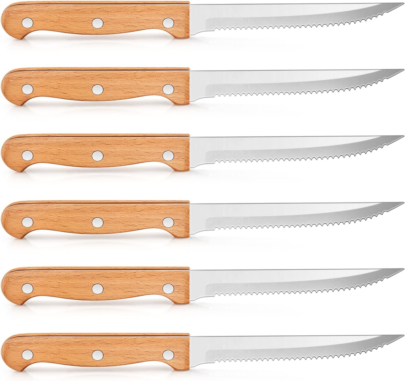 ALLWIN-HOUSEWARE W 8-Piece Steak Knife Set, 420 Stainless Steel Full ...