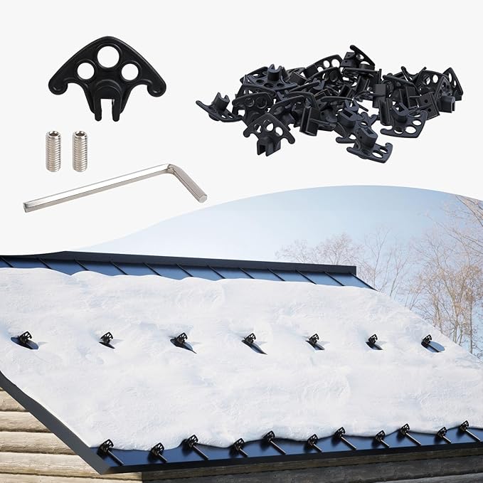Amazon.com : Benfar 50 Pack Standing Seam Snow Guards for Metal Roofs ...