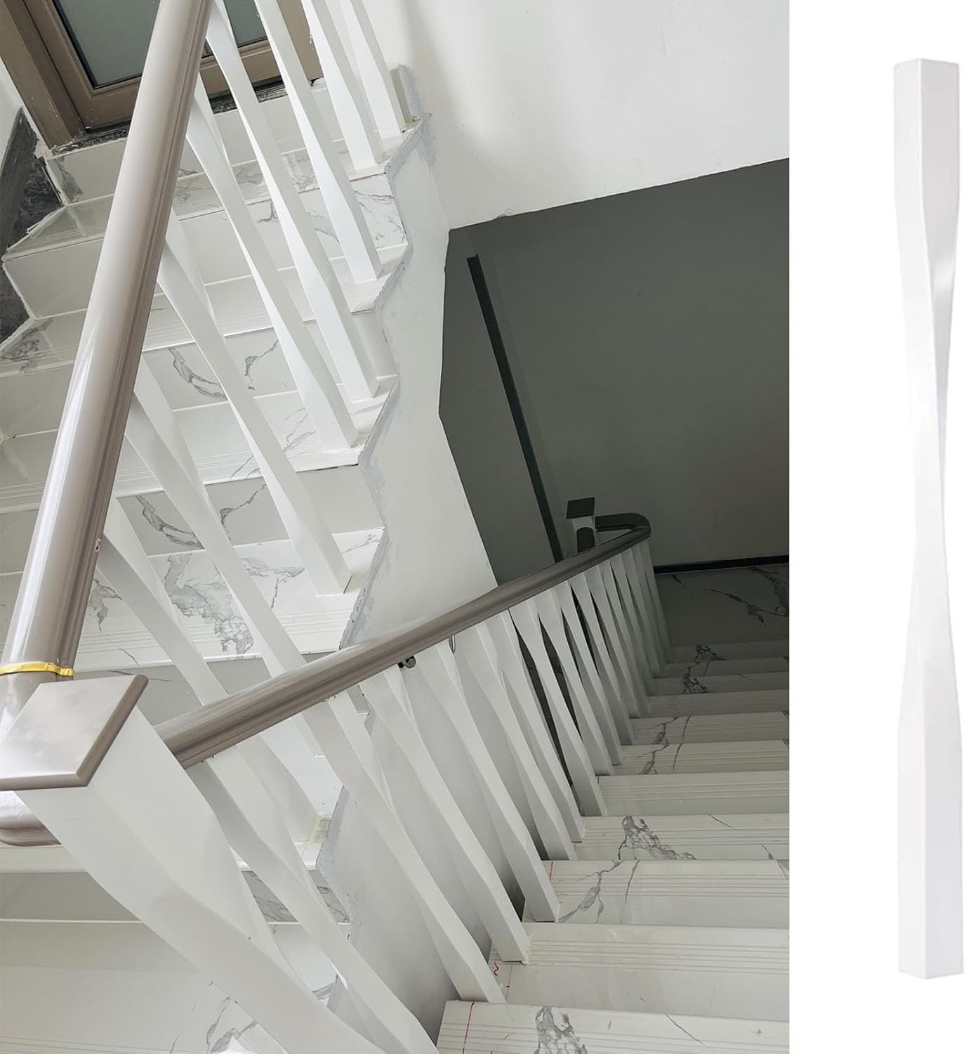 Amazon.com: Indoor Stairs Balusters Wood Railing Spindle, 37 Inch Twist ...