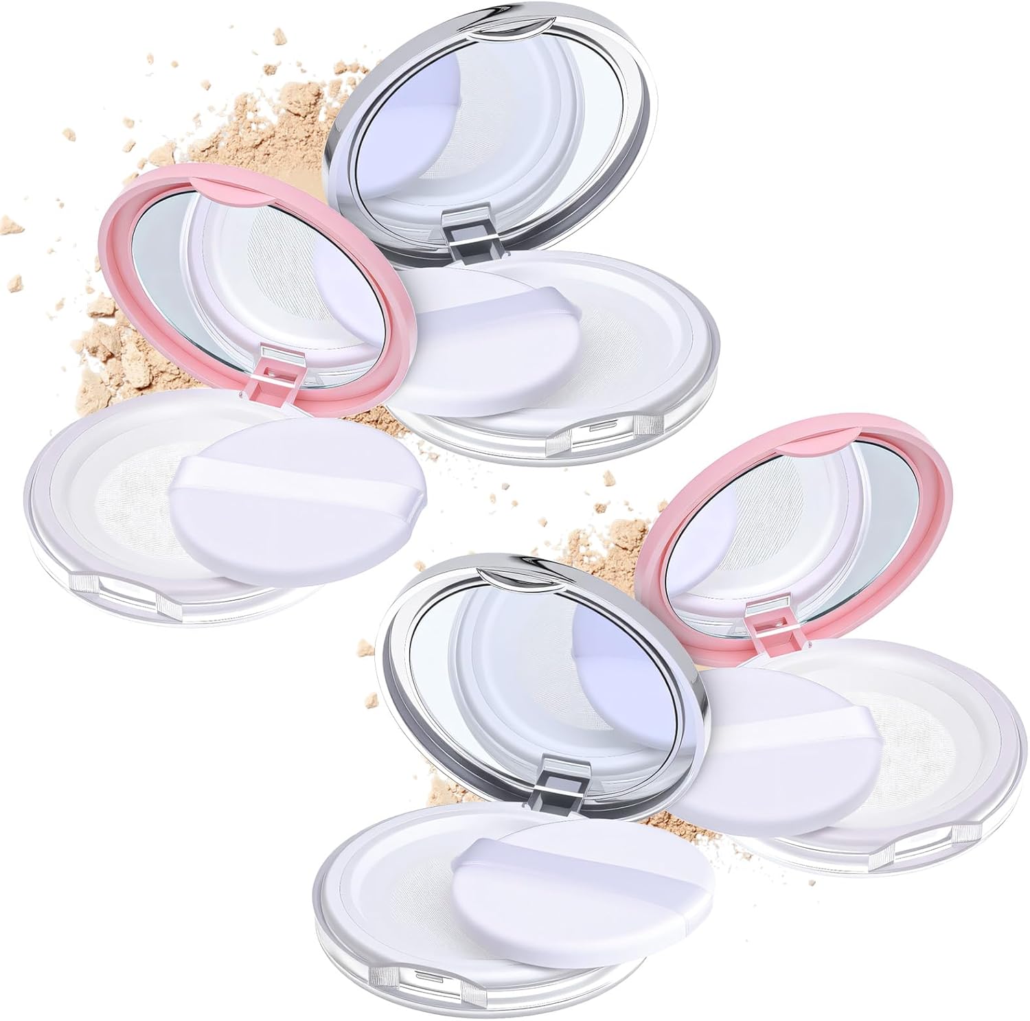Ptwola 4Pcs Loose Powder Container with Puff 0.11 oz/3g Refillable ...