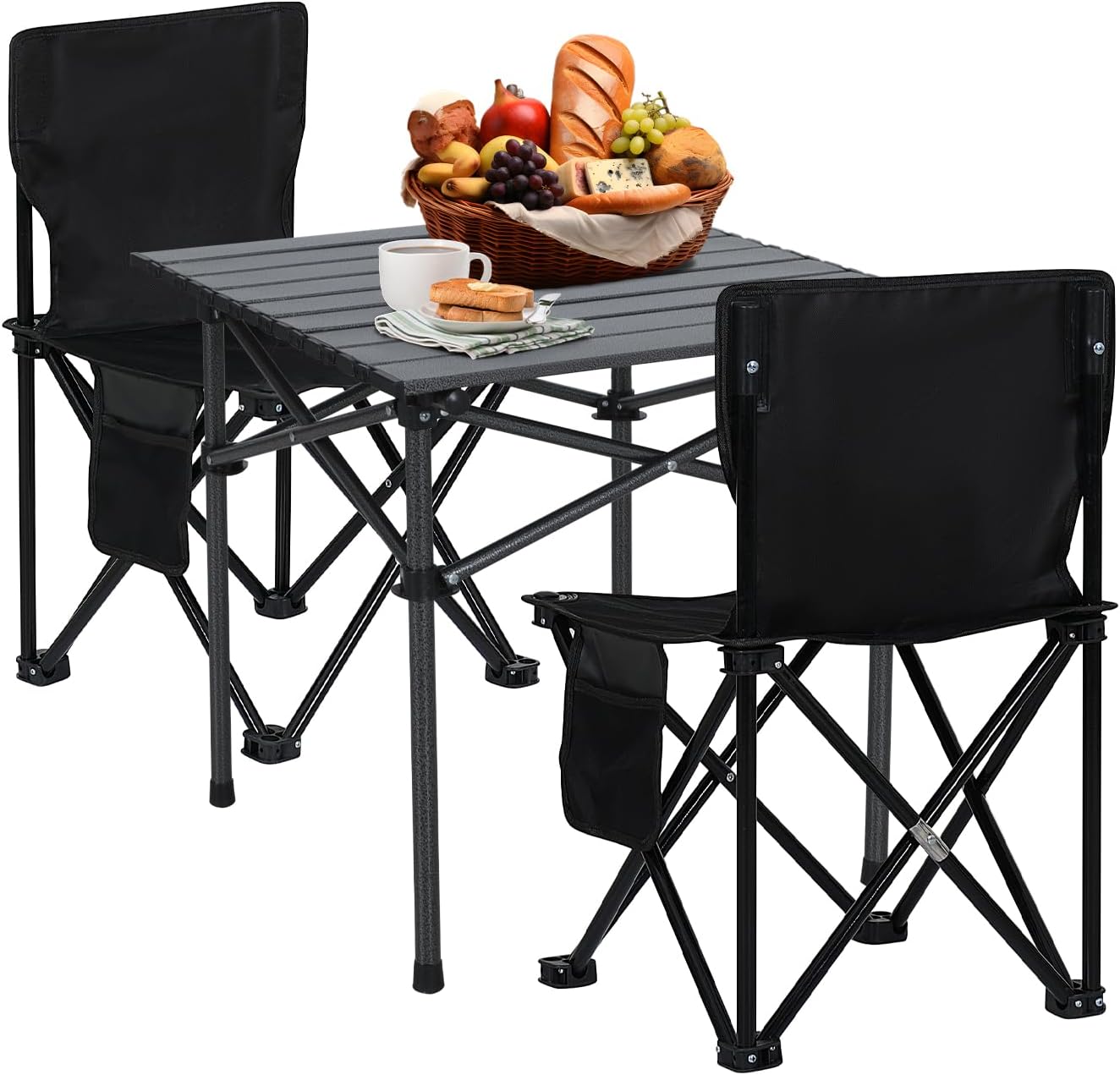 ZealWe Camping Table with 2 Chairs, Folding Camping Table and Chairs ...