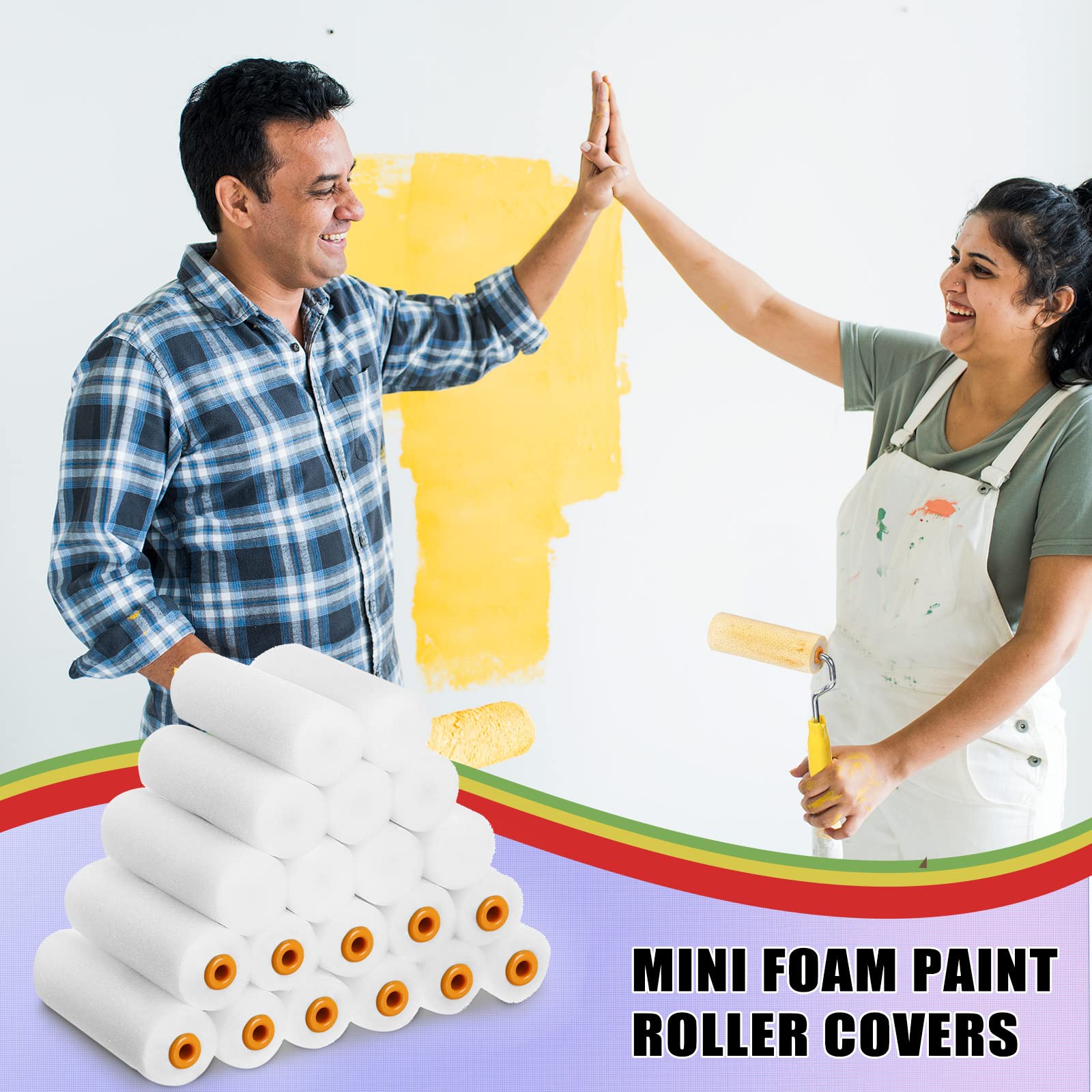 Nuogo 40 Pcs Foam Paint Roller Covers 4 Inch Small High Density Paint ...