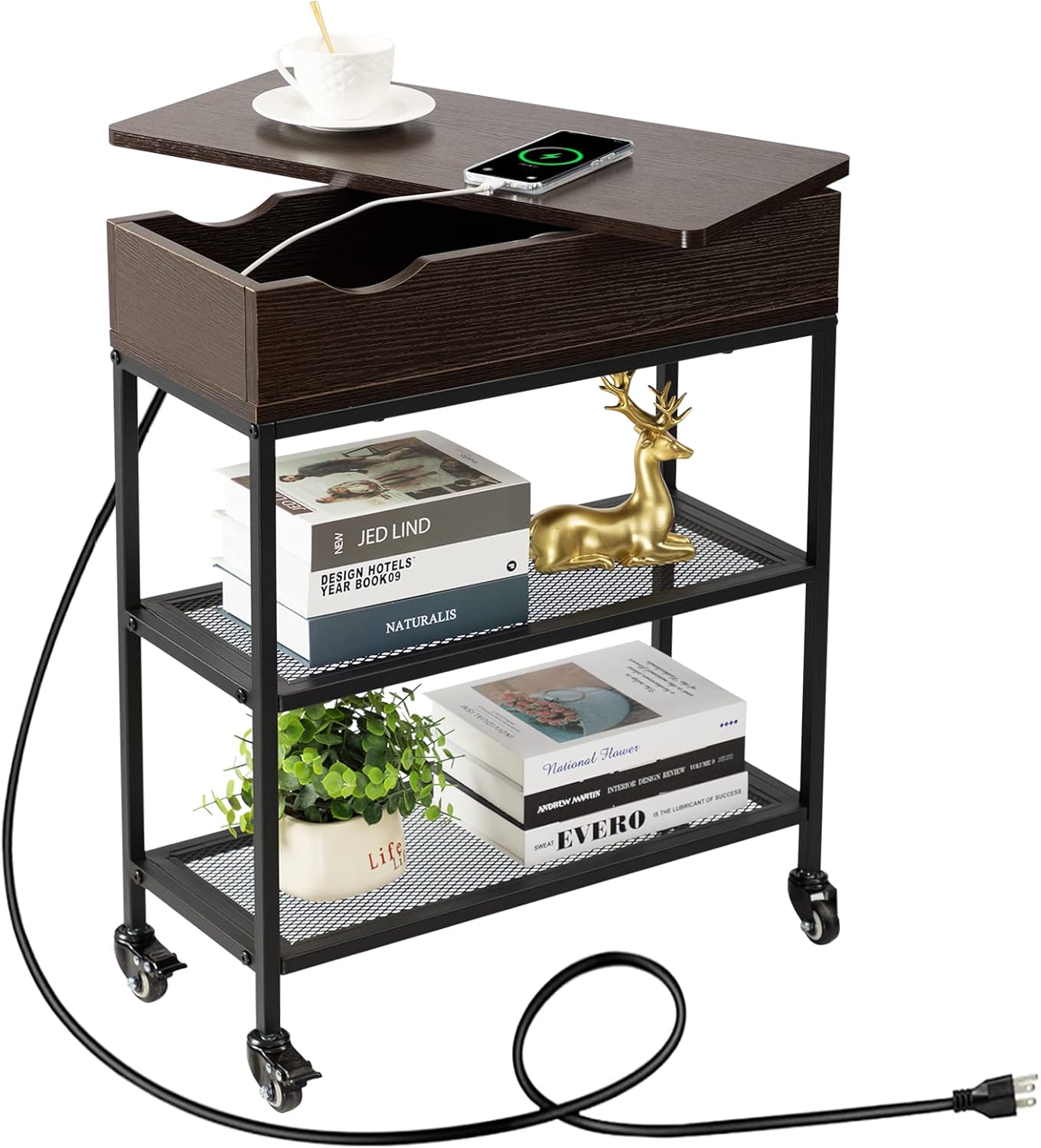 Amazon.com: Hadulcet End Table with Charging Station & Rotating Top ...