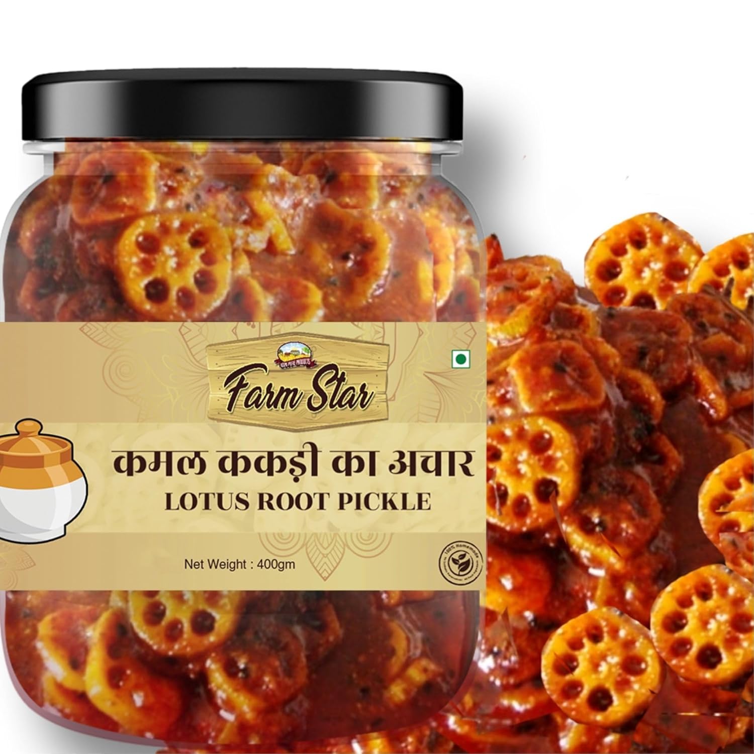 Farm Star Kamal Kakri Ka Achar- Lotus Root Pickle 400Gm : Amazon.in ...