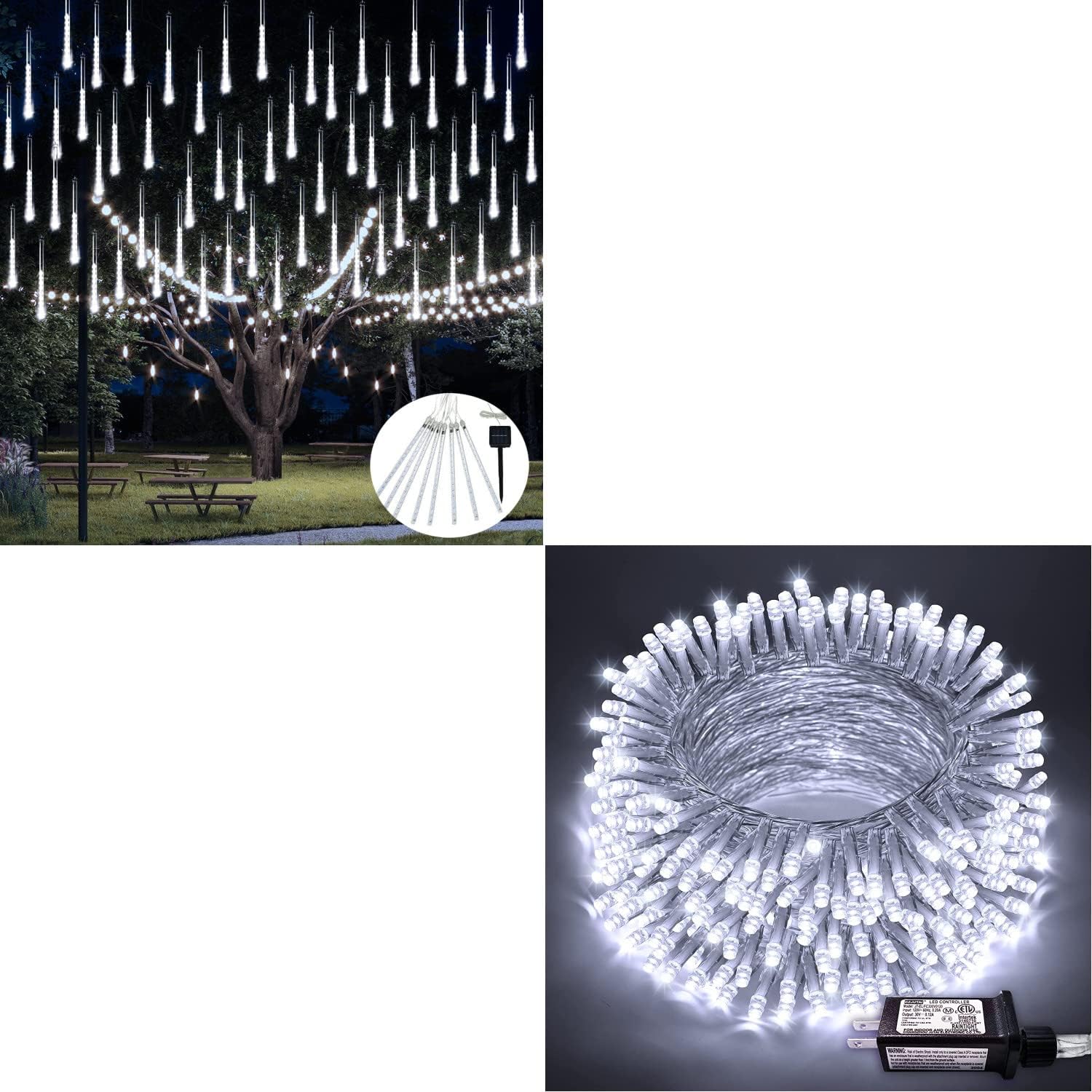 JMEXSUSS Solar Meteor Shower Rain Lights/White Christmas String Lights ...