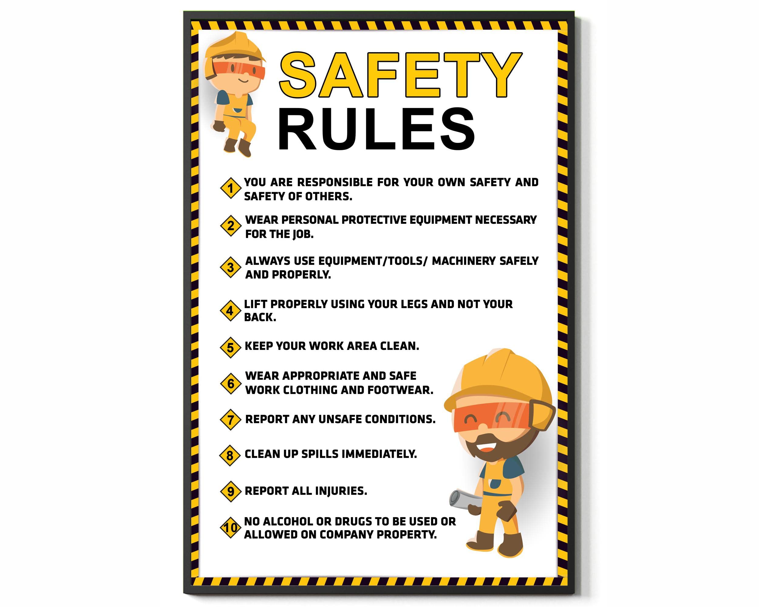 Amazon.com: FESOGO Póster de reglas de seguridad en el lugar de trabajo ...