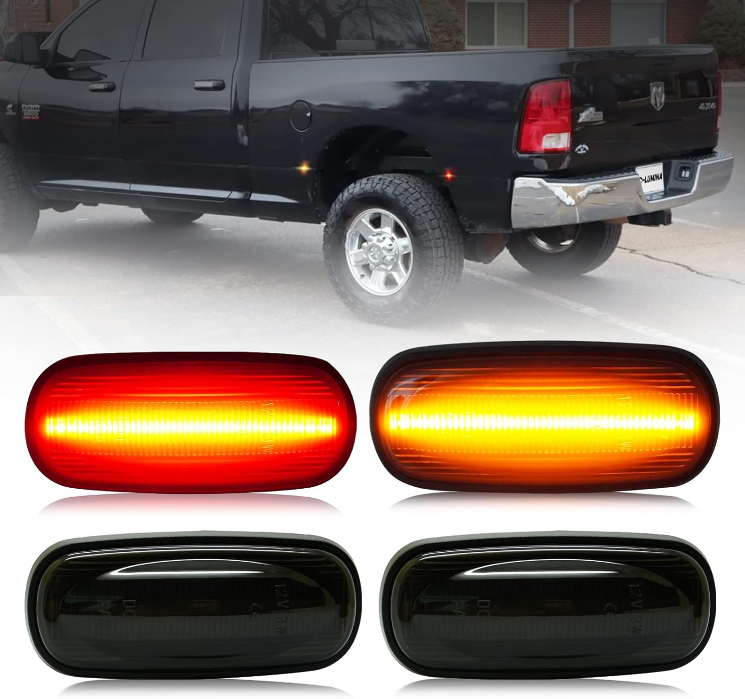 Amazon.com: D-Lumina LED Side Marker Lights Assembly Amber ＆ Red ...