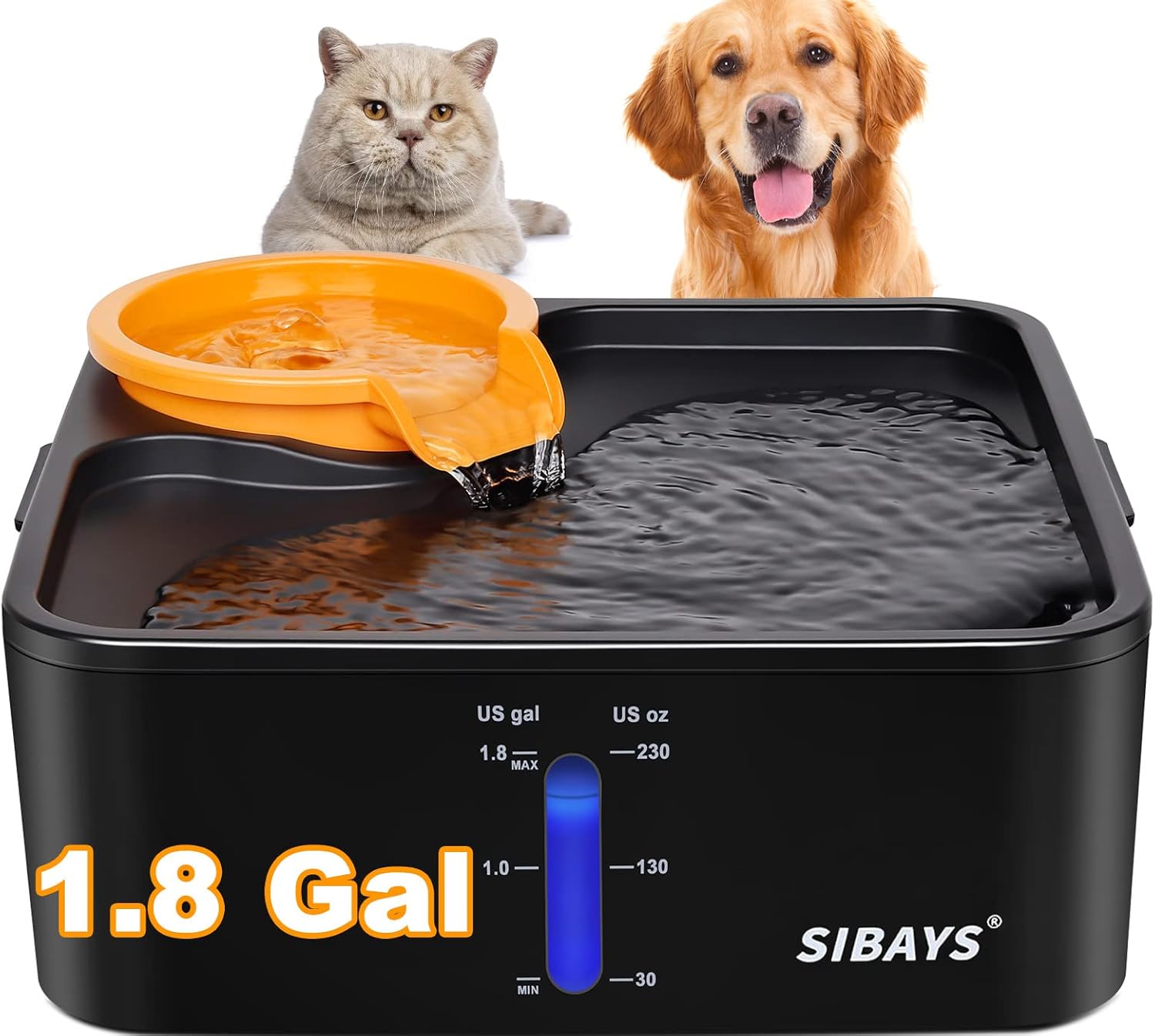 Amazon.com : SIBAYS Dog Water Fountain for Large Dogs,1.8GAL Water Bowl ...