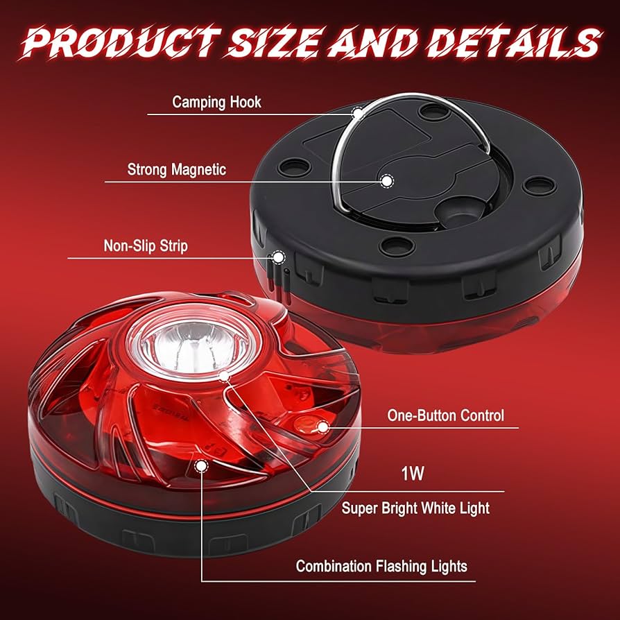 Heavy Duty Portable Warning Light Red Battery Powered Strobe Visual