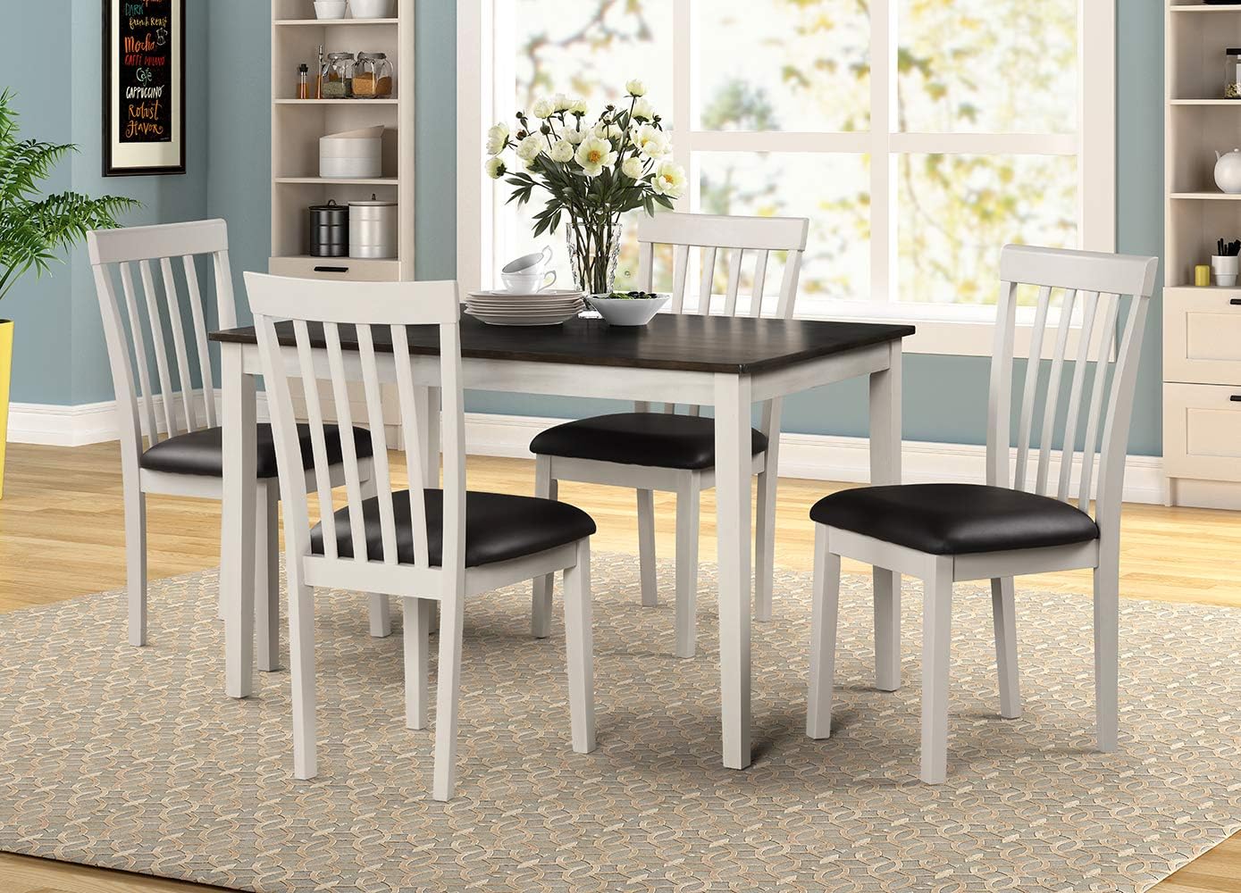 Amazon.com - Angel Line Kayla Dining Set, White/Walnut - Table & Chair Sets