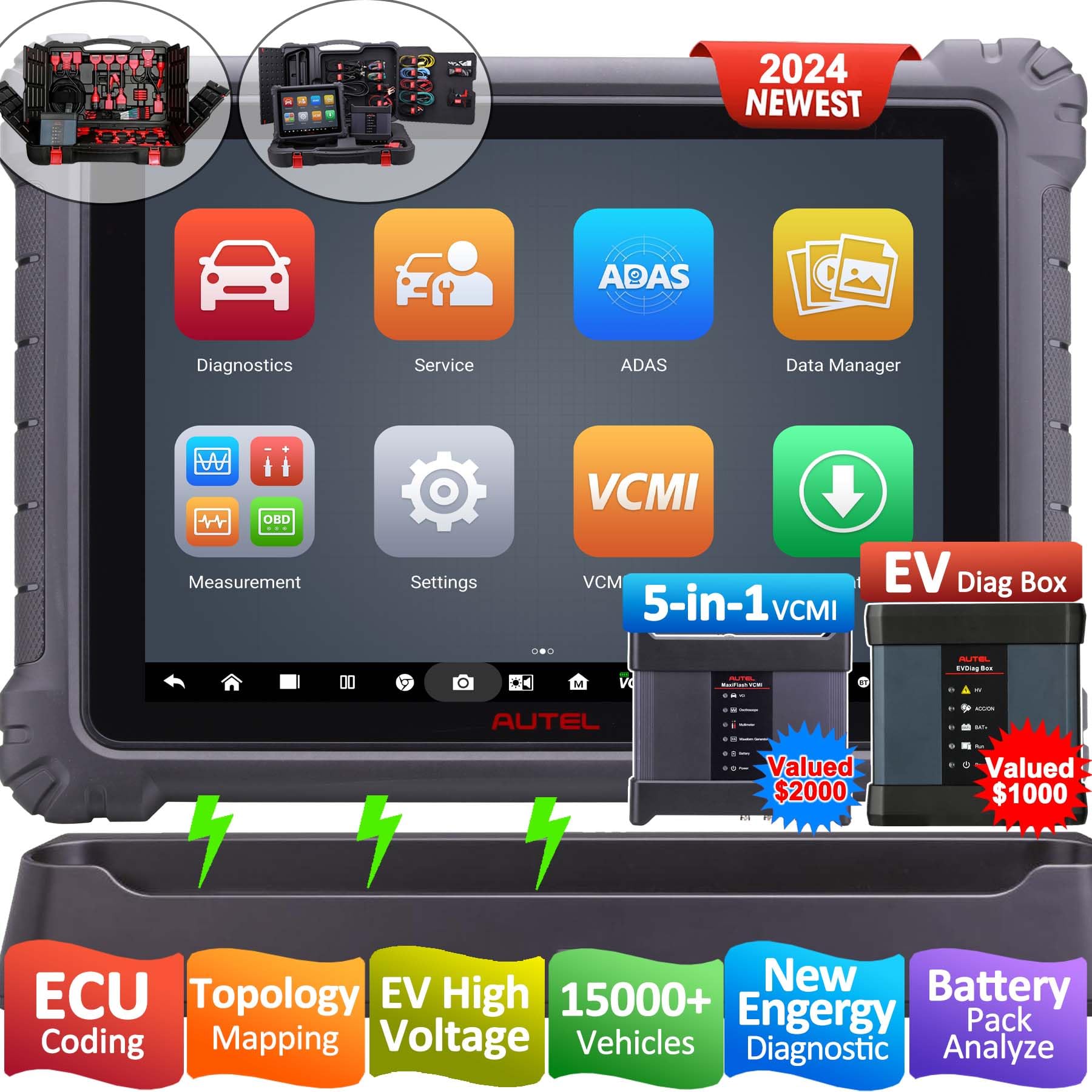 Buy AutelScanner MaxiSys Ultra EV Car OBD2 Scanner with EVDiag Box VCMI ...