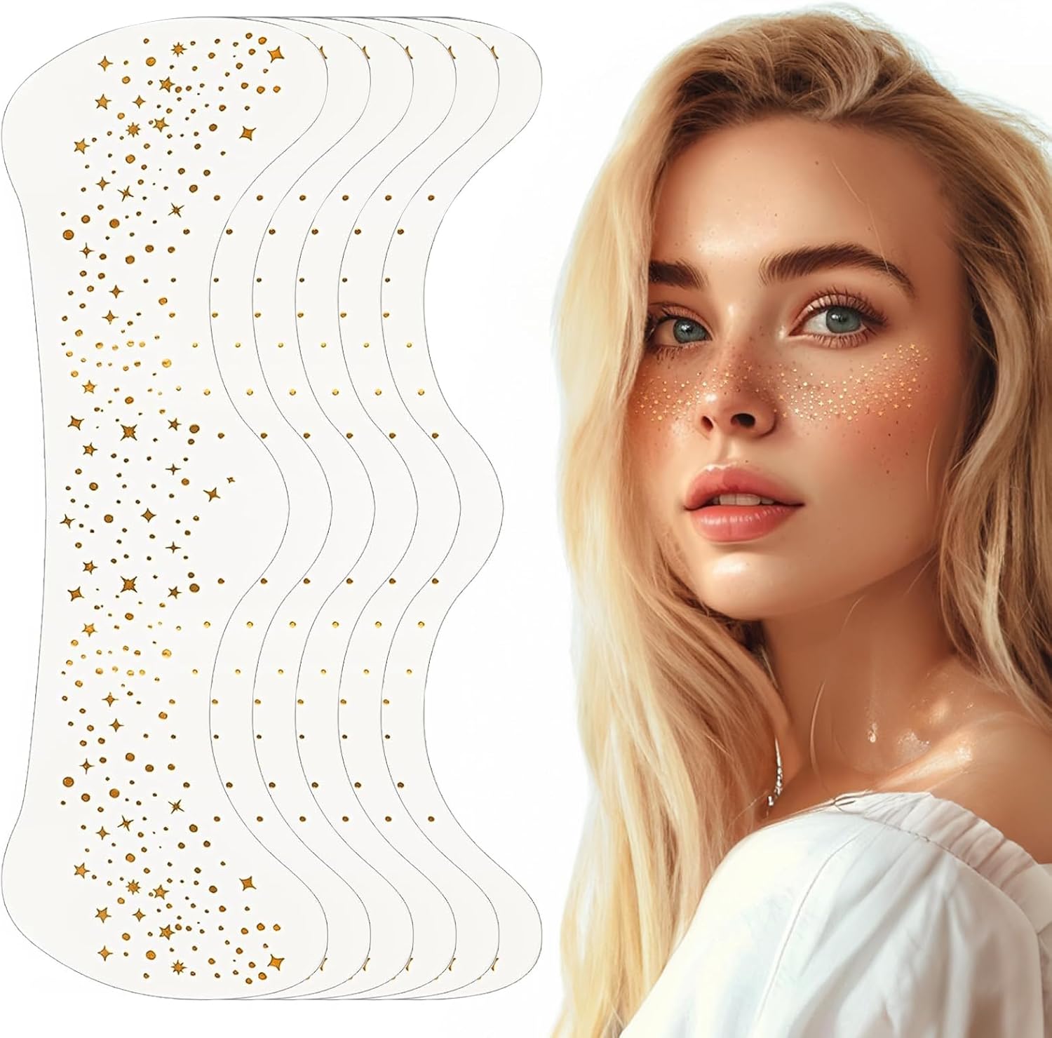 6Pcs Face Glitter Makeup Patches, Sparkle Freckles Patches for Women ...