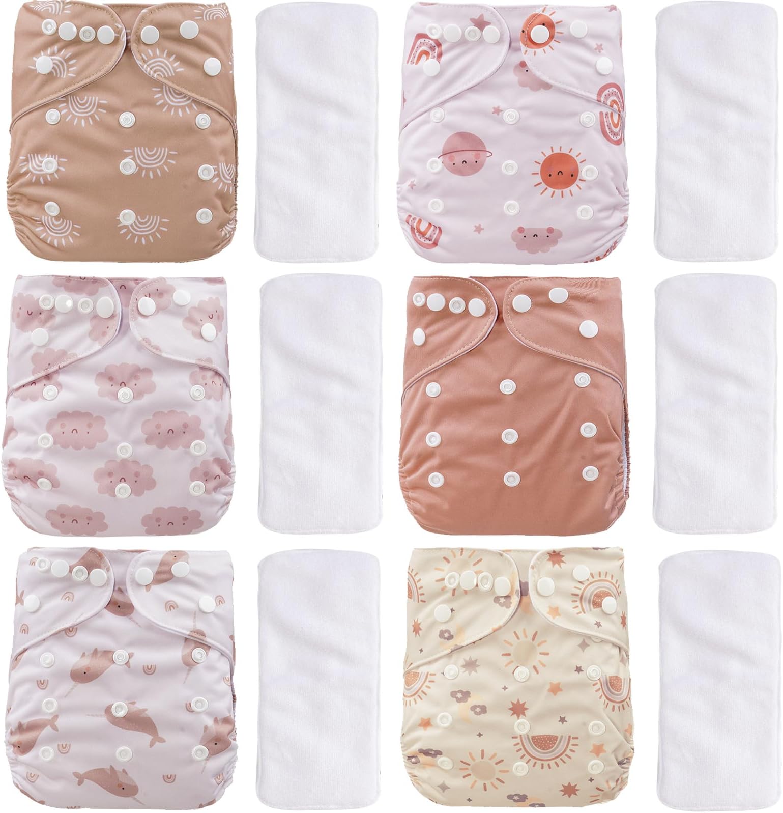 Amazon.com: CoolaPeach 12 Set Reusable Adjustable Cloth Diapers for ...