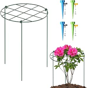 4 Pack Round Grow Through Plant Supports, Metal Grow Through Grid with ...