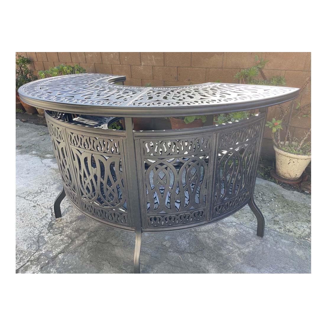 Curved Outdoor Bar Bistro Table Outdoor Elysian 52 Inch Round Cast