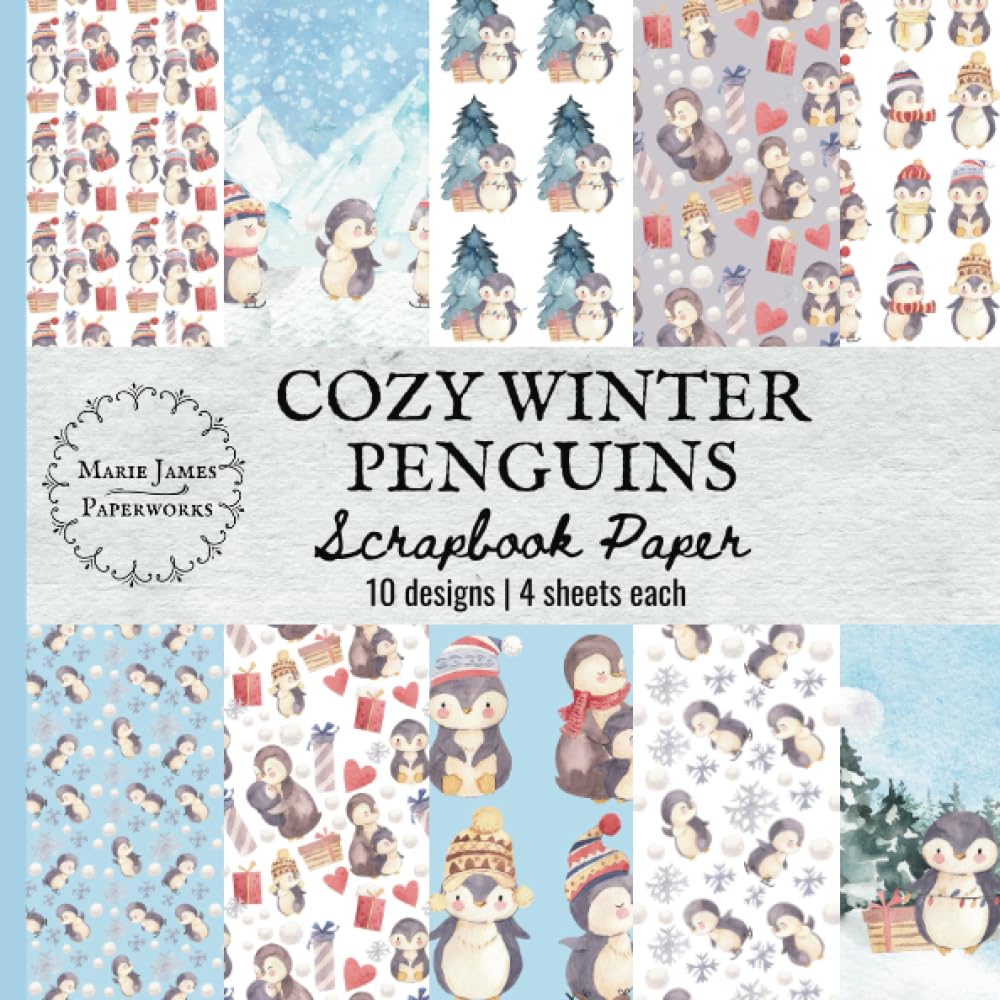 Cozy Winter Penguins Scrapbook Paper Pad: cute penguins wearing woolly ...